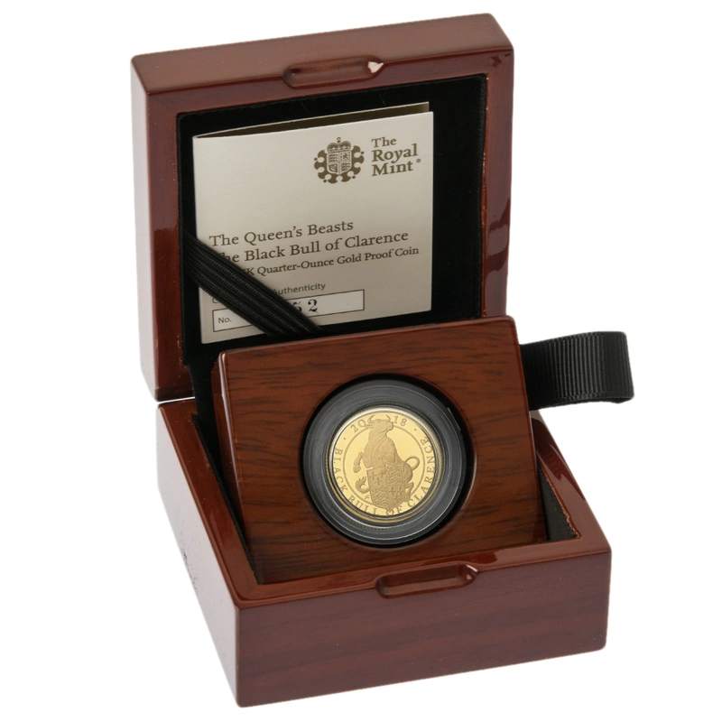 2018 1/4oz Proof Black Bull of Clarence Gold Coin Queen's Beasts Boxed ...