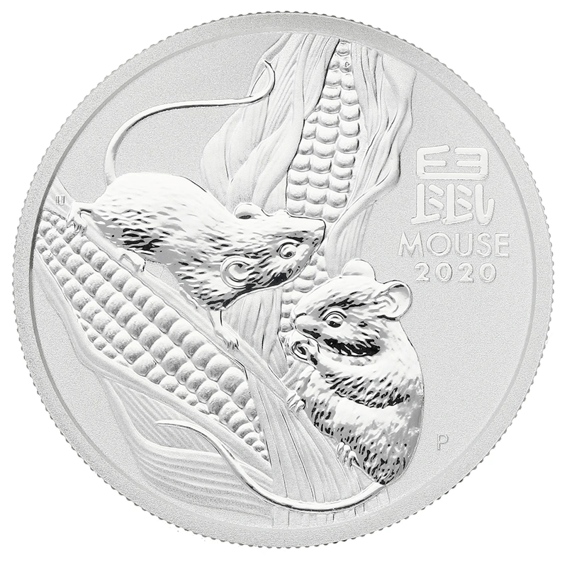 2020 Year of the Mouse Silver Coin 1/2oz Perth Mint Australian Lunar ...