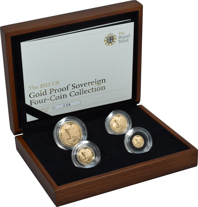 2012 Proof Gold Sovereign 4 Coin Set Smaller Boxed - From €6,661