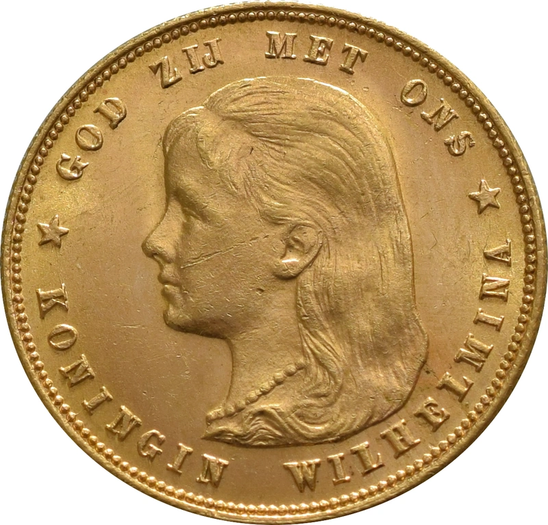 Dutch 10 Guilders Gold Coin Wilhelmina 1897 - From €1,205