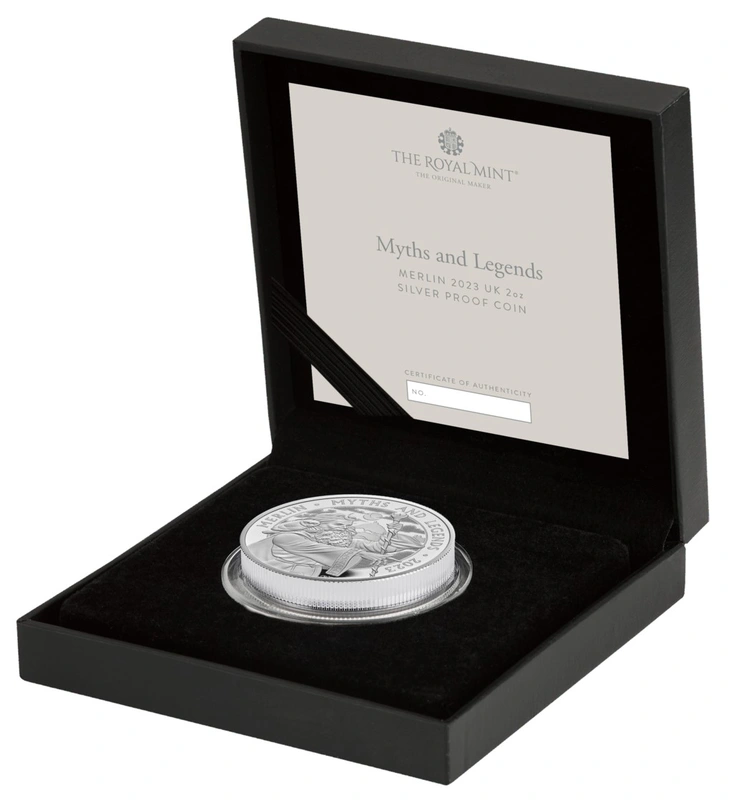 2023 Proof Merlin Silver Coin Myths & Legends 2oz Boxed - From €227.67