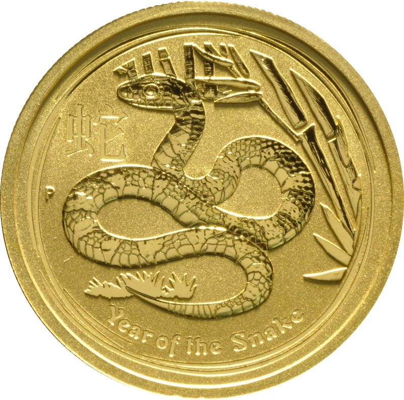 2013 Year of the Snake Gold Coin 1/4oz Perth Mint Australian Lunar ...