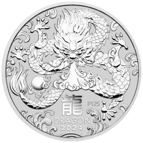 2024 Year of the Dragon Silver Coin 1/2oz Perth Mint Australian Lunar ...