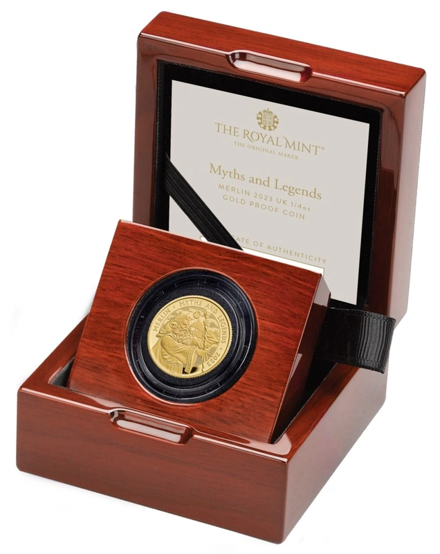 2023 Proof Merlin Gold Coin Myths & Legends 1/4oz Boxed - From €1,136