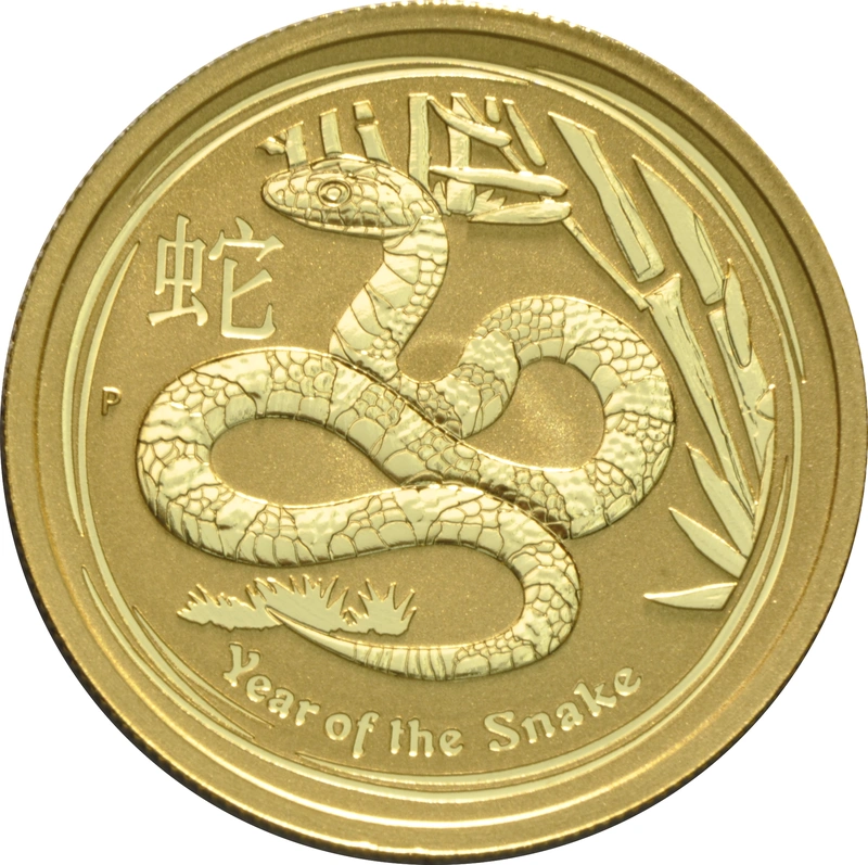 2013 Year of the Snake Gold Coin 1/2oz Perth Mint Australian Lunar ...