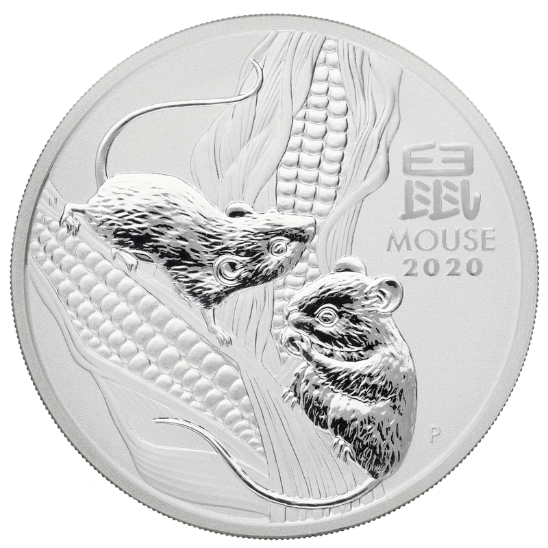 2020 Year of the Mouse Silver Coin 2oz Perth Mint Australian Lunar ...