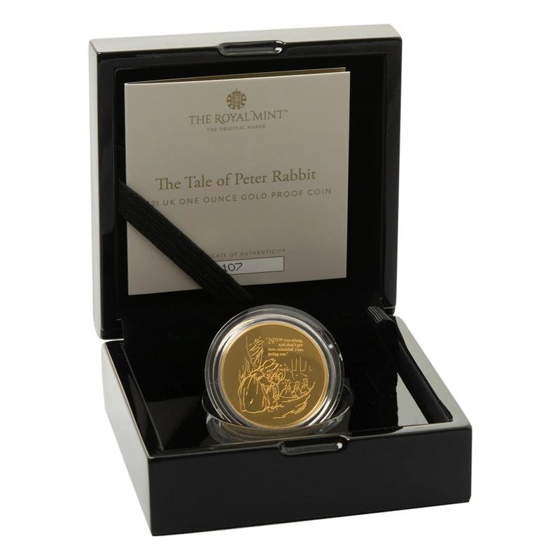 2021 Proof 1oz Peter Rabbit Gold Coin Boxed - From €4,621