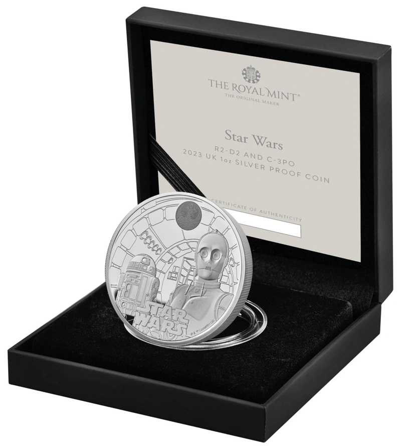 2023 Proof 1oz Star Wars Silver Coin R2-D2 & C-3PO Boxed - From €123.98