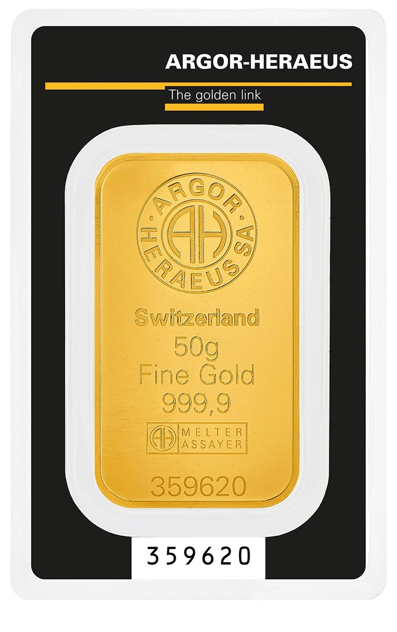 50g Argor-Heraeus Gold Bars - From €5,385