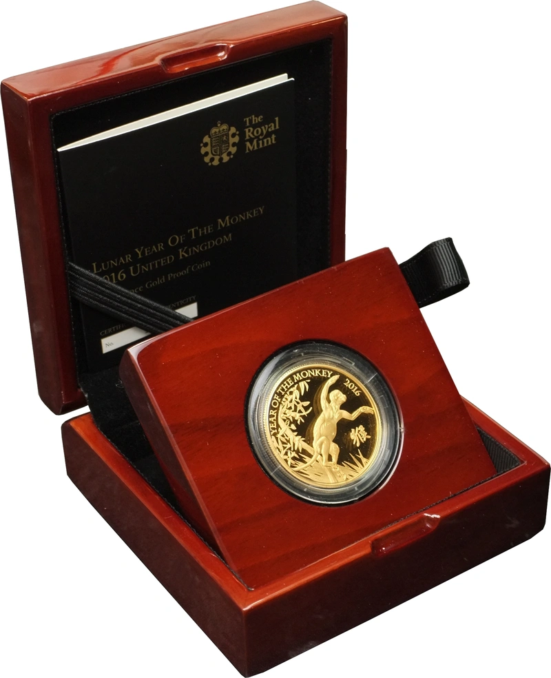 2016 Proof Year of the Monkey Gold Coin 1oz Royal Mint Lunar Series ...